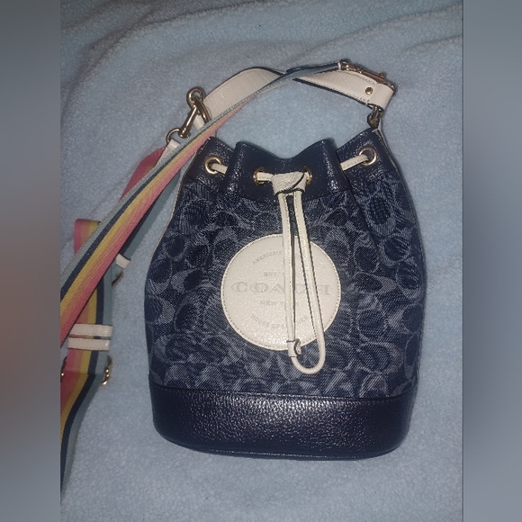 Coach | Bags | Coach Dempsey Drawstring Denim Bucket Bag | Poshmark